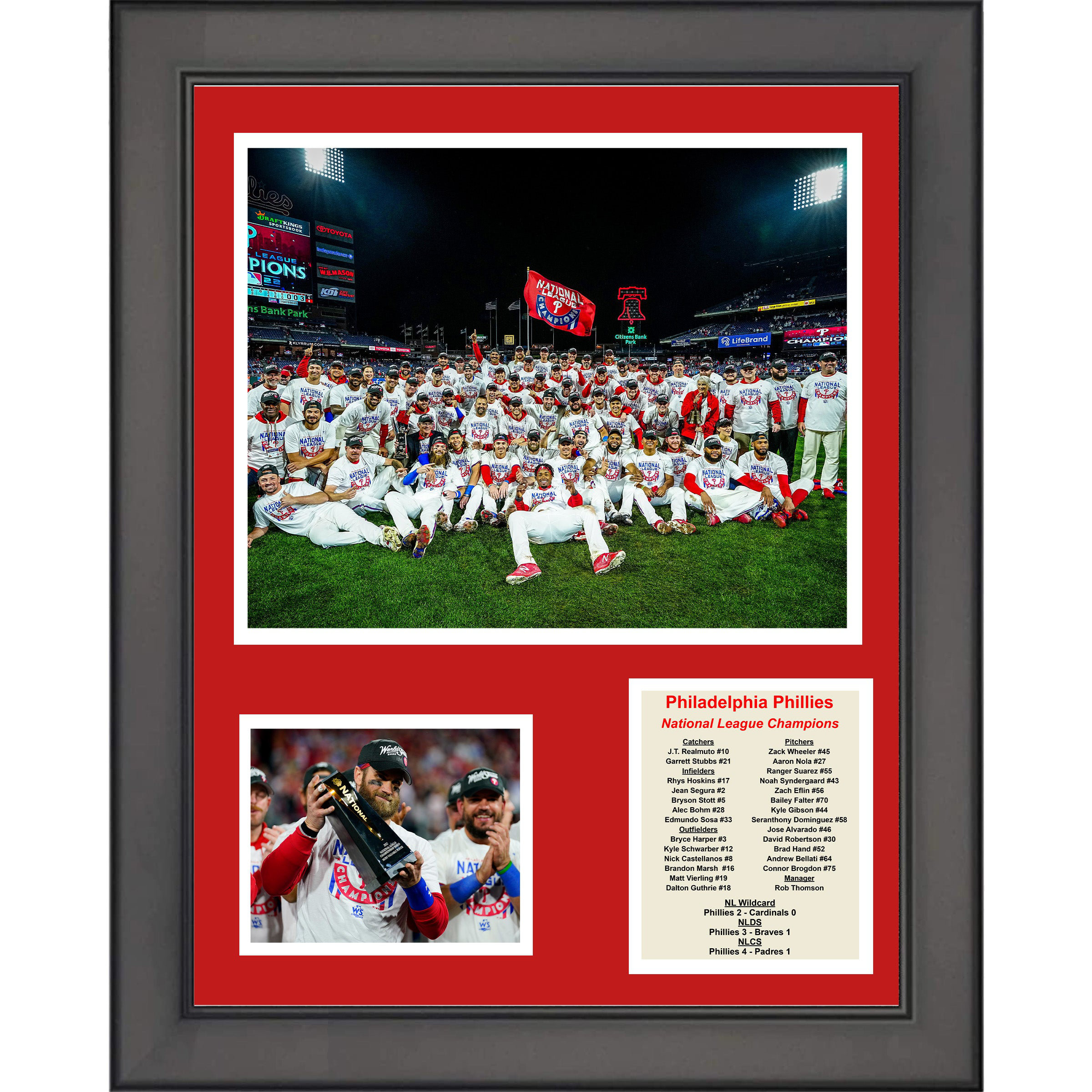 Latitude Run® Framed Philadelphia Phillies 2022 National League Champions 11"x14" Baseball Three ...